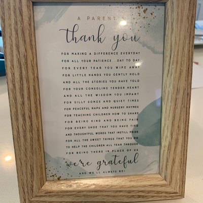 A Parents Thank You Printable Nursery Teachers Teaching Teacher's Day ...