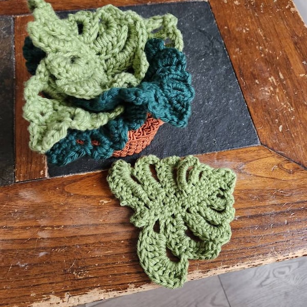 Monstera Leaf Crochet Pattern and Video Link + Terra Cotta Pot (PDF and ...