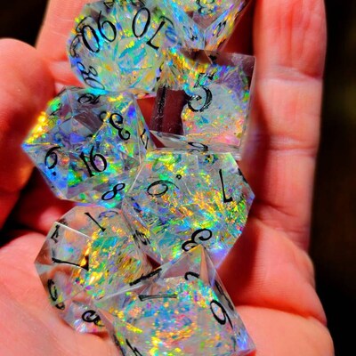 Full Set Handmade Resin Sharp Edge Dice Polyhedral Dice Set - Etsy
