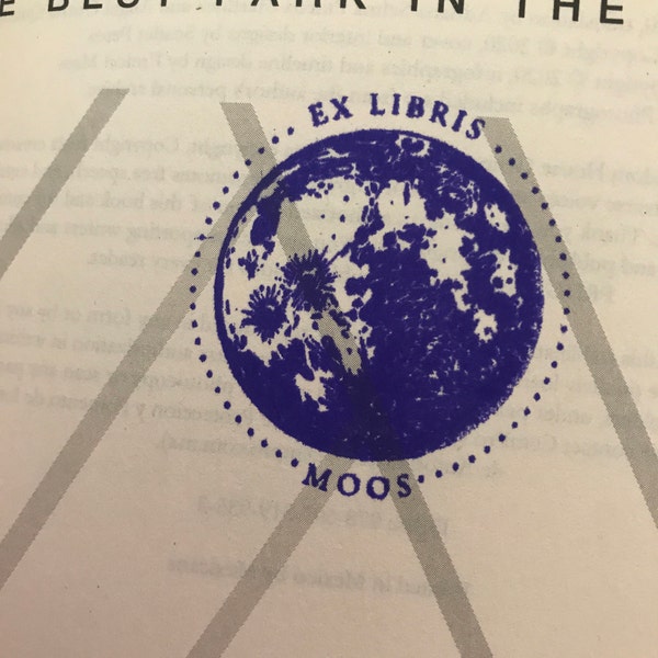 Full Moon Book Stamp | Library Stamp Personalized | Rubber Stamp or ...