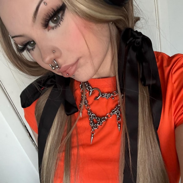 PIERCED 2 Stainless Steel Chainmaille Choker Necklace Goth Alternative ...