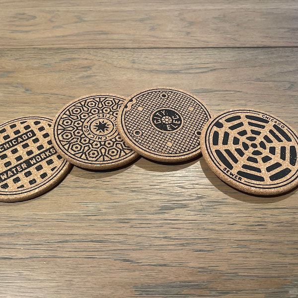 Chicago Manhole Cover 4 Pack of Coasters - Chicago Coasters, Chicago ...
