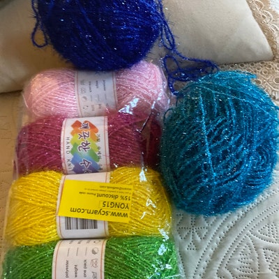 Scyarn 12 Skeins Scrubby Yarn Assorted Colors 100% Polyester, Brush ...