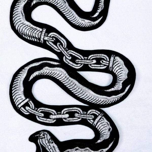 MASSIVE White Snake Iron-on Embroidered Patch - Big Snake Embroidery ...