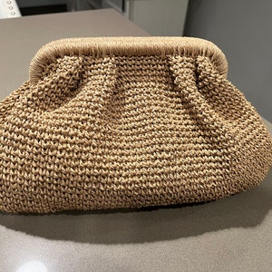 Small Raffia Beige Clutch Bag for Women Straw Knitted Raffia Bag Pouch ...