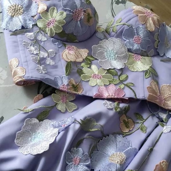 Purple 3D Flower Lace Fabric,colorful Tulle Lace With 3D Flowers,heavy ...