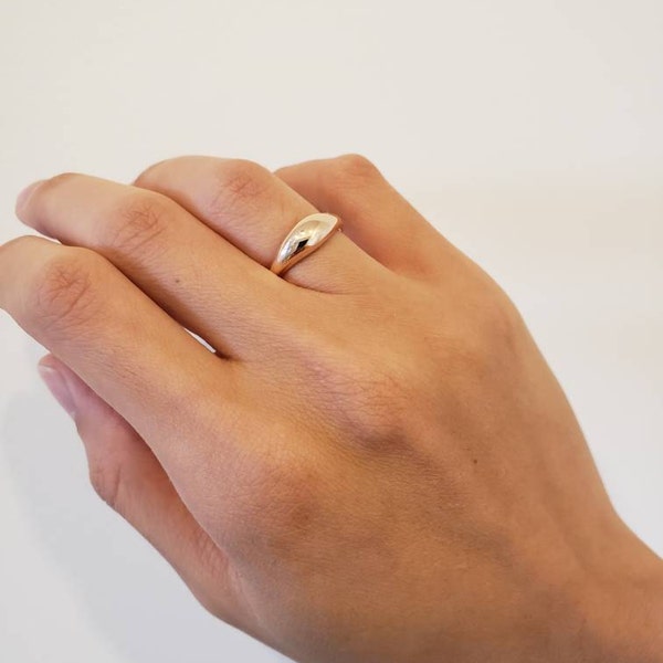 Curve Dome Ring - Dainty Gold Vermeil Ring, Rose Gold Vermeil, Bump ...