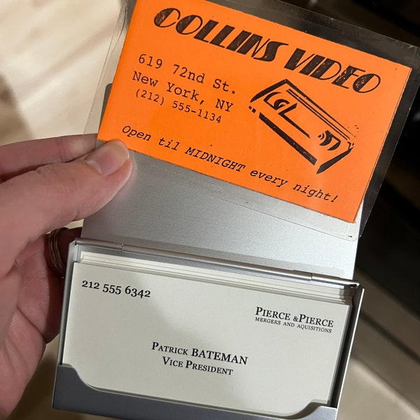 Patrick Bateman Business Card Case and Video Store Rental Card American ...