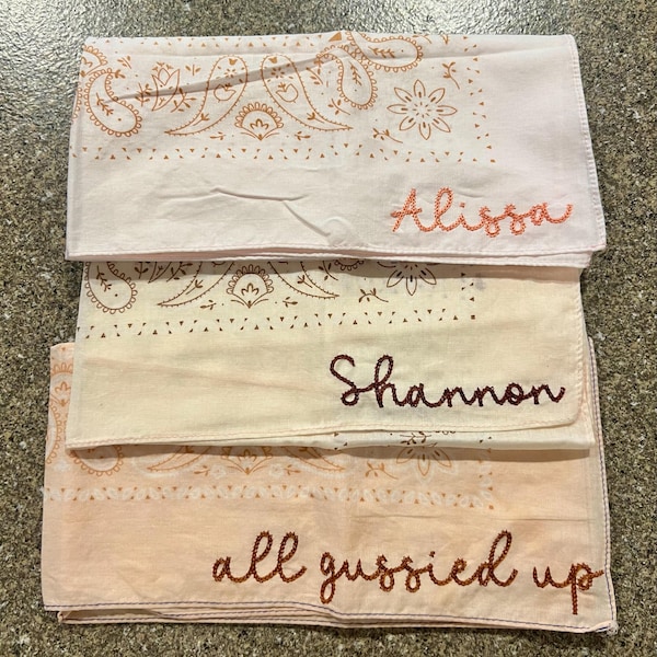 Custom Bandana for Wedding Party Embroidered Bandana Bachelorette Party ...