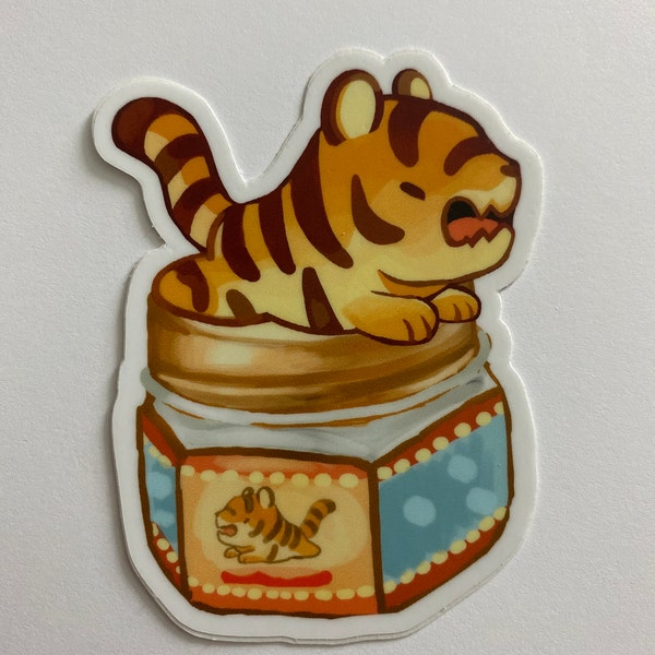 Vinyl Sticker Tiger Cub Jar - Etsy