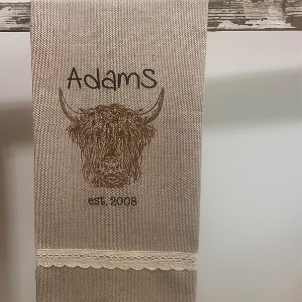 Scottish Highland Cow Machine Embroidery Design, Floral Farm Animal ...
