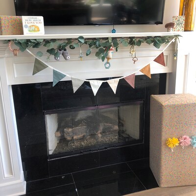 Boho Rainbow Bunting Banner, Colorful Bunting Garland, Neutral Fabric ...