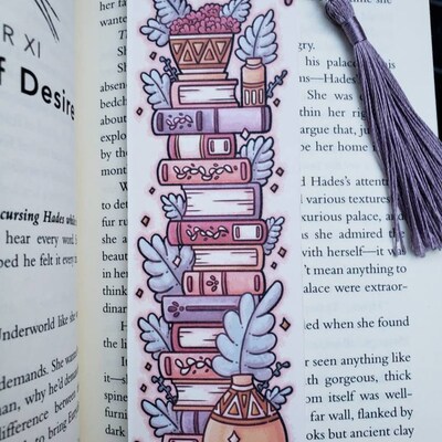 2x6 Stacked Books Bookmark With Tassel, Gift for Book Lover, Handmade ...