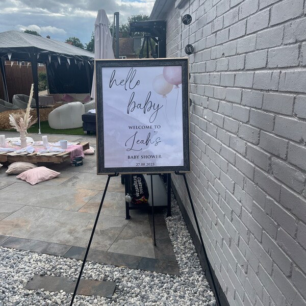 Hello Baby Pink Welcome Sign Baby Shower Welcome Sign Welcome to Baby ...