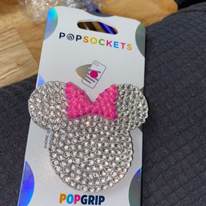 Custom Clear Minnie Mouse Pink Bow Inspired Bling Popsocket - Etsy