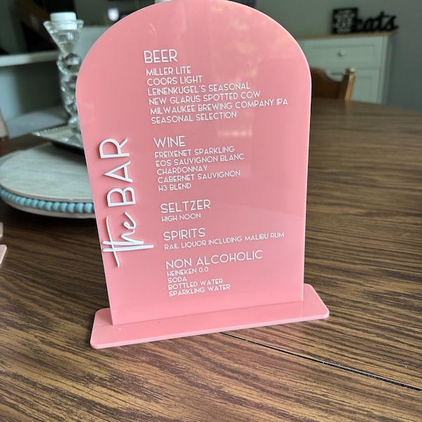 Acrylic Arch Bar Sign | Acrylic Wedding Sign | Wedding Decor | Arched ...