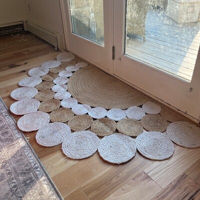 Off White Jute Rug for Dining Room, Braided White Rug for Living Room ...