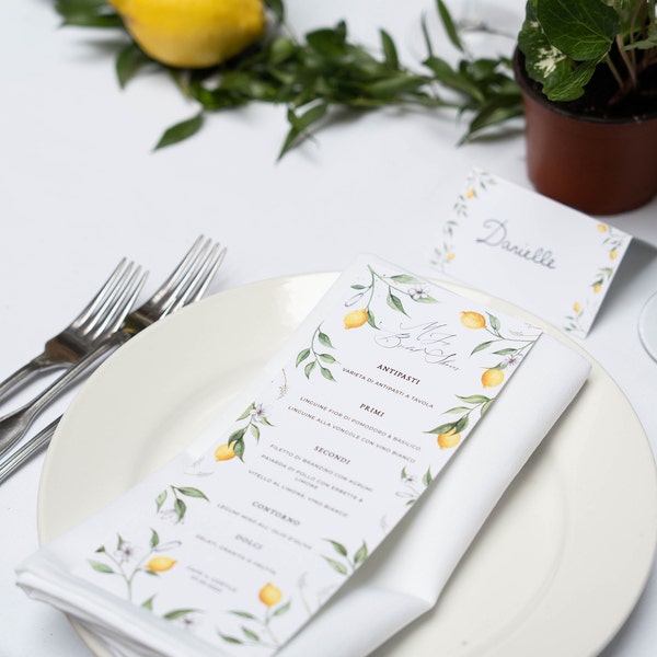 Lemon Menu Card Template, Summer Wedding Menu Card, Instant Download ...