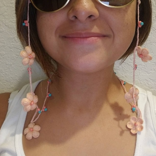Glasses Chain Crochet / Flower Sunglasses Chain / Eyeglass Chain ...