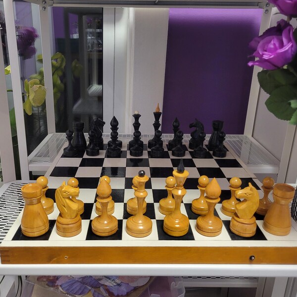 French Lardy Chess Set Wooden Chess Set With Weights 50s Vintage in ...