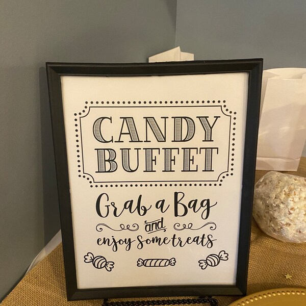 Candy Buffet Sign, Grab a Bag & Enjoy Some Treats Sign, Candy Bar ...