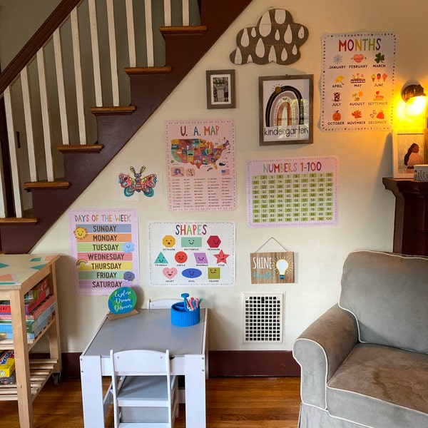 Neutral Rainbow Poster, Kindergarten Wall Art Print, Kindergarten ...