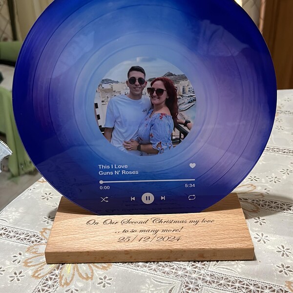 Personalized Vinyl Record With Photo Acrylic Song Plaque Anniversary ...