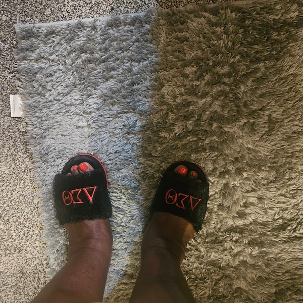 Delta Sigma Theta DST Black Plush Embroidered Women's Slipper Red ...
