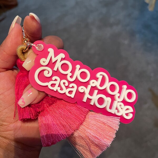 Mojo Dojo Malibu Doll Inspired Keychain With Jumbo Tassels, Hot Pink ...