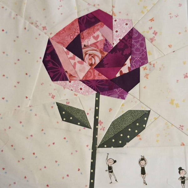Rose 5 Sizes Quilt Block Pattern: Foundation Paper Piecing (PDF ...