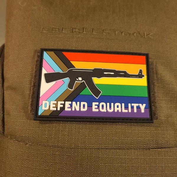 AK-47 Defend Equality Progress Pride Flag - PVC Patch With Hook and ...
