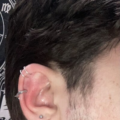 Set 4 Earring Set Jewelry Set Earring Bundle Blue Moon Hoops Crescent Moon Hoop Lock Earrings ...