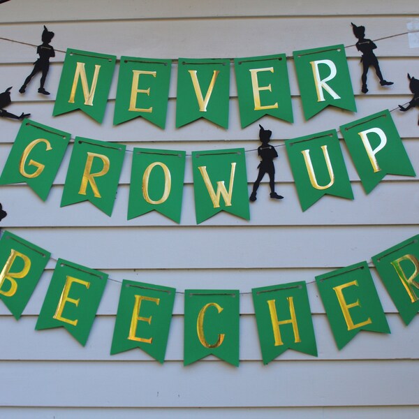 Never Grow up Peter Pan Banner | Neverland Birthday Banner | Lost Boys ...