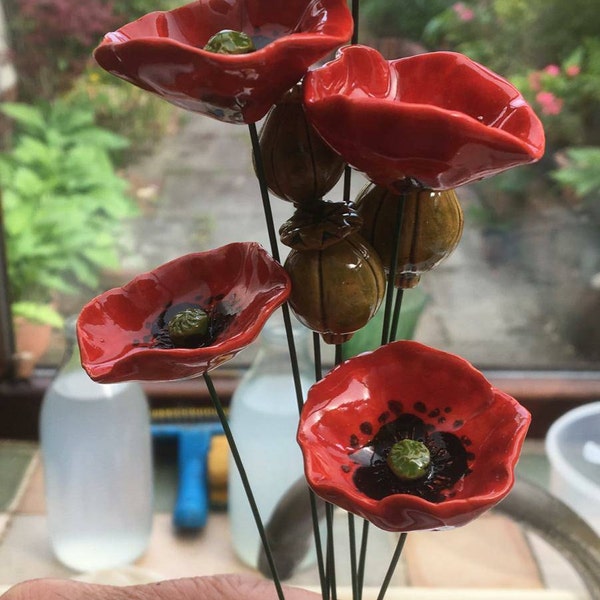 Decorative Ceramic Flowers (1 Pc) | Ceramic Poppy and Poppy-heads ...