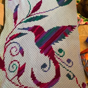 Hummingbird Swirls Crochet Graph Cross Stitch; (c2c, Mini C2c, Sc, Hdc ...