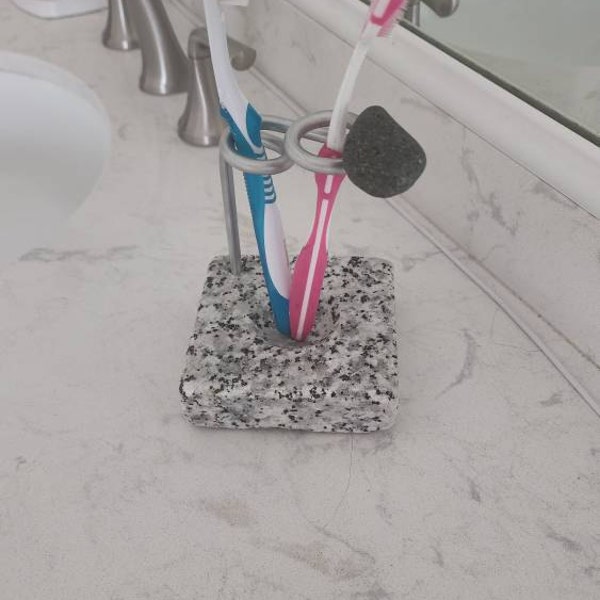 Toothbrush Holder With Recycled Granite and Aluminum - Etsy