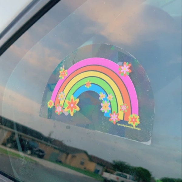 SUNCATCHER Flower Rainbow | Rainbow Suncatcher, Sticker, Rainbow Maker ...
