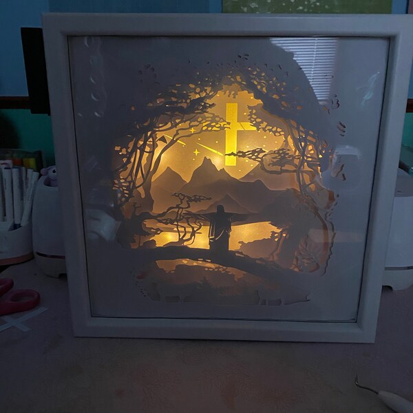 3D Jesus Silhouette Shadow Box Template, Cricut SVG, Laser Cut Files - Etsy