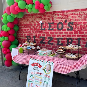 Pizza First Birthday Board With Photo, Pizza Birthday Party, Pizza ...