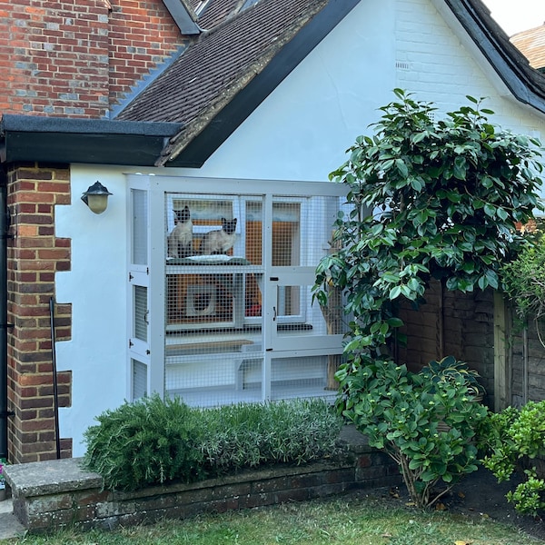 DIY Window Catio Plans, Outdoor Cat Enclosure With Scratching Post ...