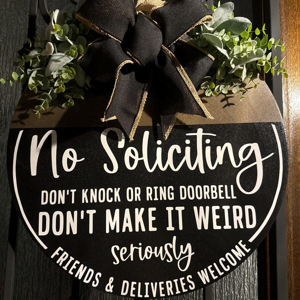 Front Door Decor | No Soliciting Sign | Year Round Wreath | Funny Front ...