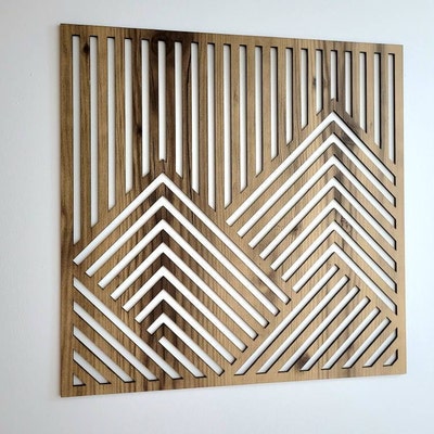 Geometric Shapes Wood Wall Art Panels Set of 2 Abstract Lines - Etsy