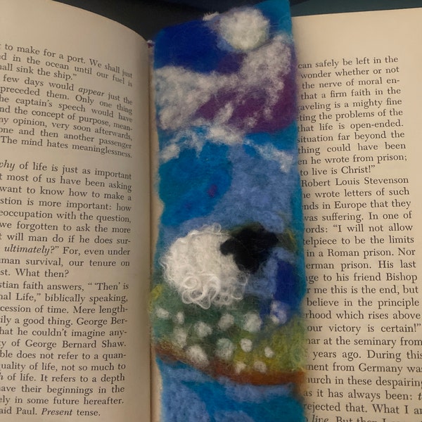 Felted Bookmark (one) Anniversary Gift 7 Years. 6"x2" Hand Felted Wool ...