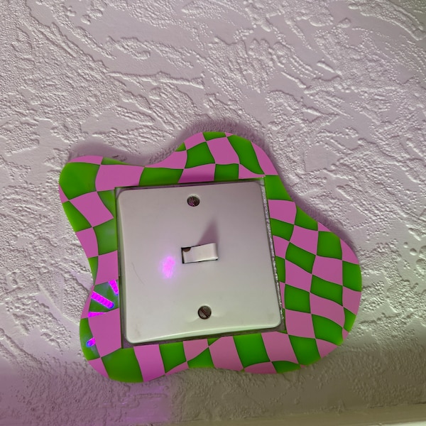 Pink & Green Checkerboard Light Switch - Etsy