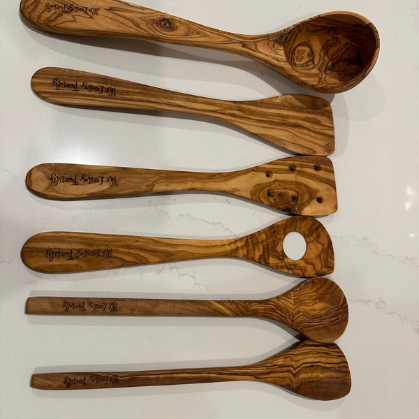 Olive Wood Utensil Set, Personalized Utensils, Engraved Utensils for ...