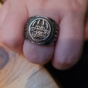 Stainless Steel Pentagram Ring Baphomet Pentacle Solomon Seal ...