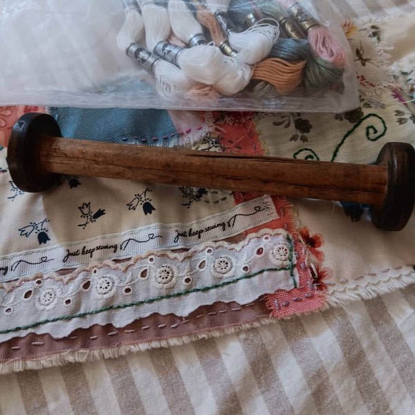 Vintage Antique Wooden Roving Bobbin, Rare Large Bobbins, Original ...