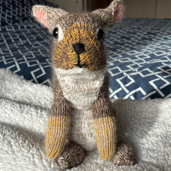 Pre Order - Black Otter Rex Rabbit Hand Knitted in Alpaca, Mohair and ...