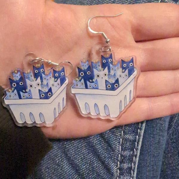 Blueberry Cats Watercolor Print | Carton of Blueberry Cats Wall Art ...