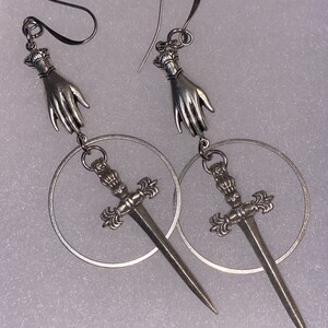 Spooky Sword Earrings Silver Gold Goth Jewelry Witchy Oddities Black ...